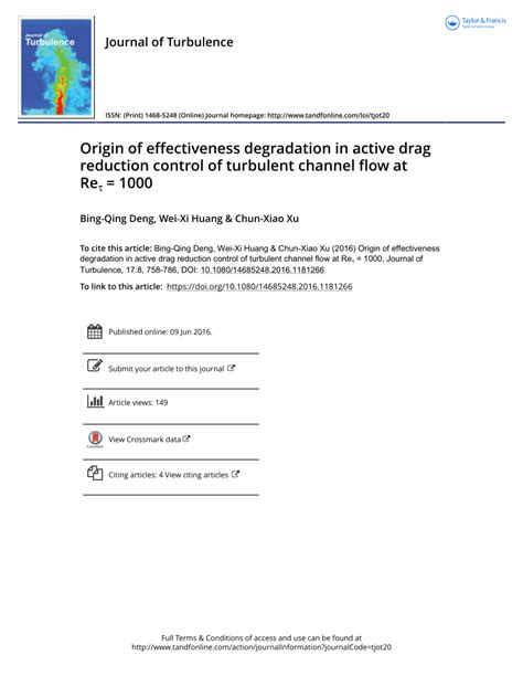 Pdf Origin Of Effectiveness Degradation In Active Drag Reduction