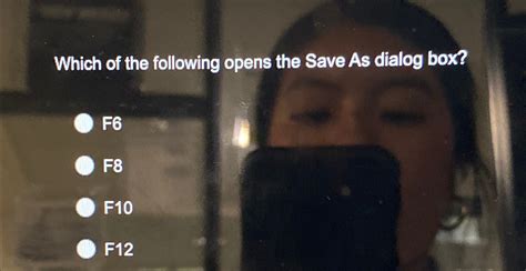 Solved Which Of The Following Opens The Save As Dialog Box Chegg Com