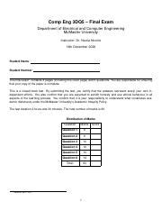 Comp Eng 3DQ5 Final Exam Study Resource Course Hero