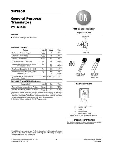 2n3906 Transistor Datasheet Specs And Characteristics