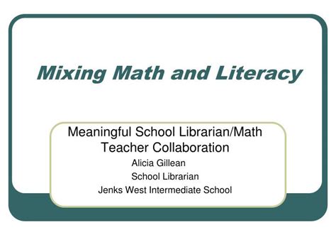 Ppt Mixing Math And Literacy Powerpoint Presentation Free Download