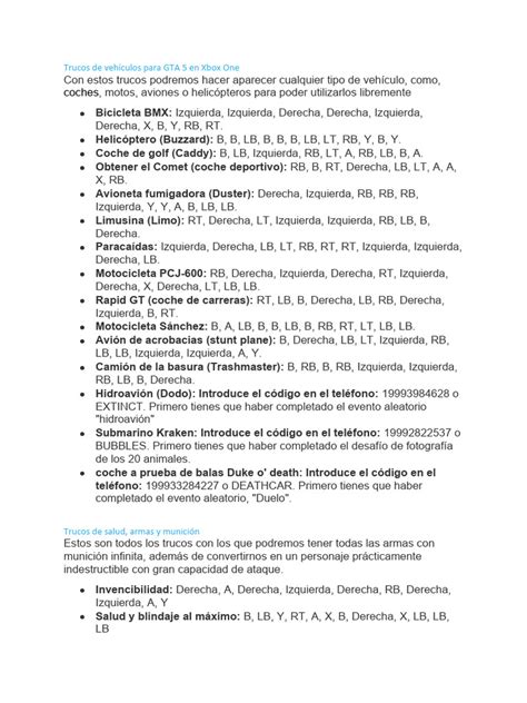 Trucos Gta 5 Para Xbox Pdf
