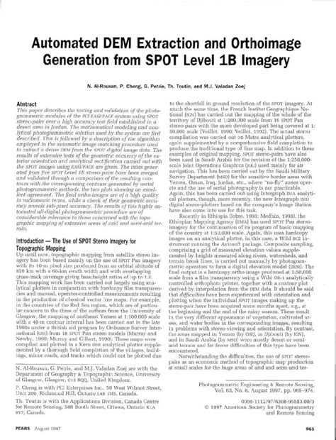 Pdf Automated Dem Extraction And Orthoimage Generation From
