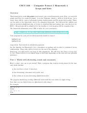 Hw4 Pdf CSCI 1100 Computer Science 1 Homework 4 Loops And Lists