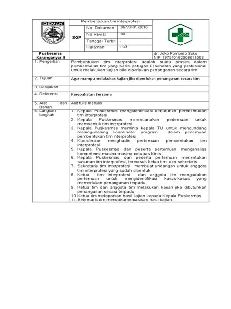 7 2 1 3 sop pembentukan tim interprofesi pdf