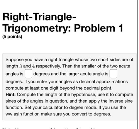 Solved Right Triangle Trigonometry Problem Points Chegg