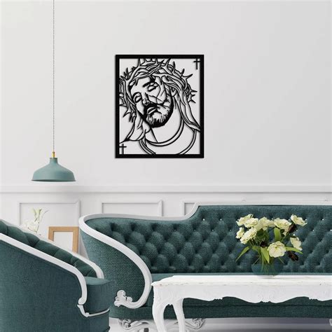 Jesus Face Cross Wall Art Religious Art Lazer Cut Metal Signs Home