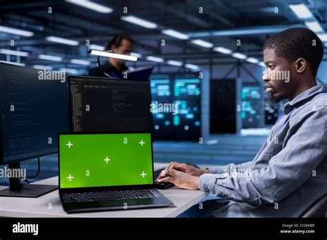 Engineer In Data Center Running System Diagnostic Tests Using Isolated