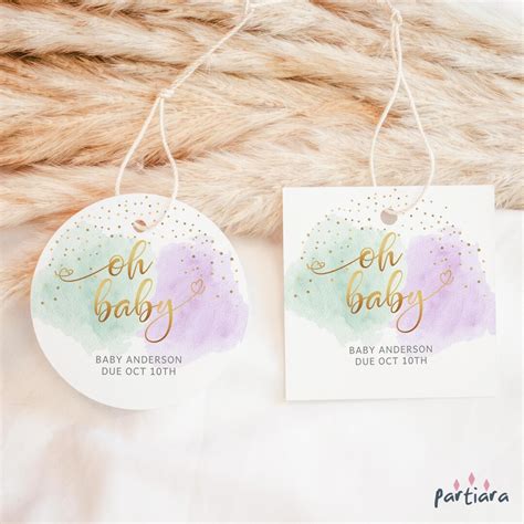 Gender Reveal Party Favor T Thank You Tags Printable Lilac Green