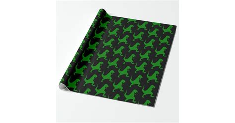 Green Dinosaur Christmas Wrapping Paper Zazzle