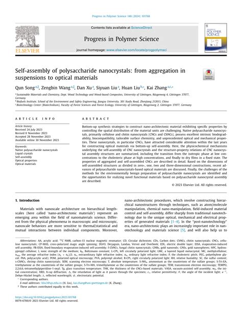 Pdf Self Assembly Of Polysaccharide Nanocrystals From Aggregation In