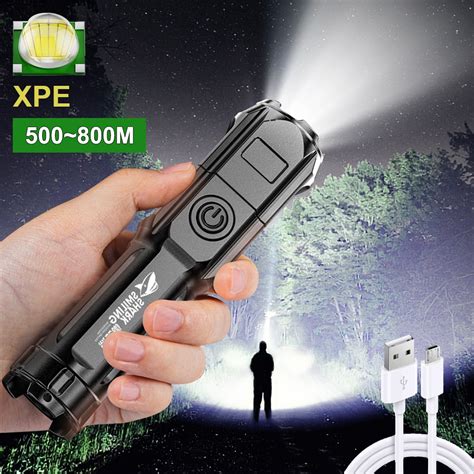 Jual Senter Kuat LED Super Terang Senter Luar Ruangan USB Isi Ulang Baterai Mah Senter Daya