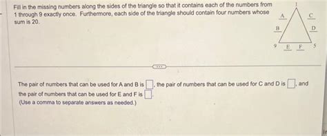 Solved Fill In The Missing Numbers Along The Sides Of Th