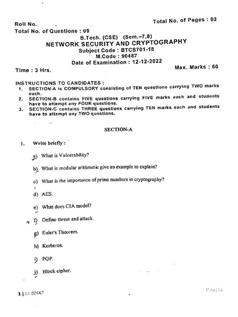 Btech Cse 7 Sem 8 Sem Network Security And Cryptography 90487 Dec 2022