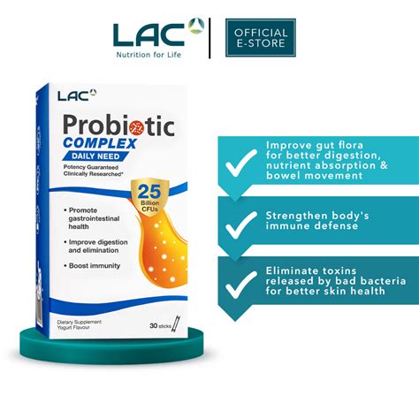 [lac Probiotic] Probiotic Complex 25 Billion Cfu Daily Support 30 Powder Sticks 30 Capsules