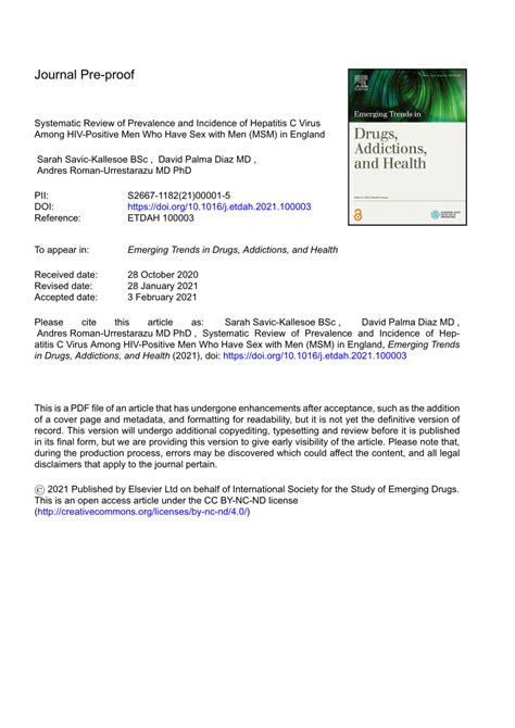 Pdf Systematic Review Of Prevalence And Incidence Of Hepatitis C