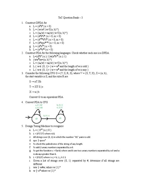 Toc Question Bank 3 2 Pdf Theoretical Computer Science Theory Of