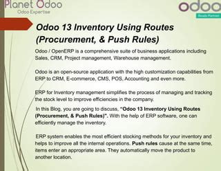 Odoo Inventory Using Routes Procurement Push Rules Ppt