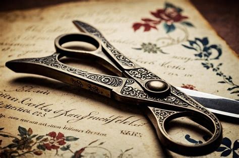 Antique Vintage Scissors Illustration Premium Ai Generated Image