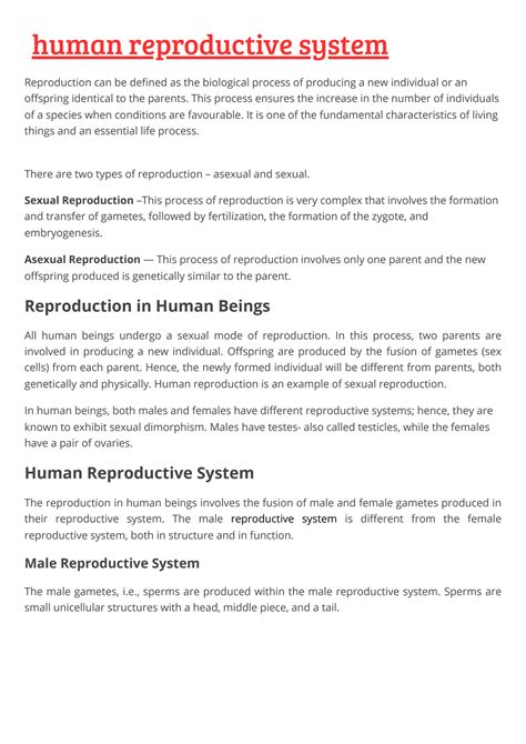 Solution Human Reproductive System Studypool