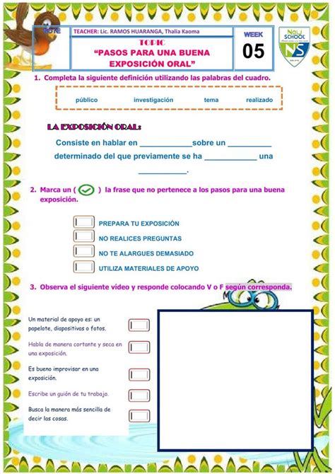 Pasos Para Una Buena Exposición Oral Worksheet Exposición Oral Texto