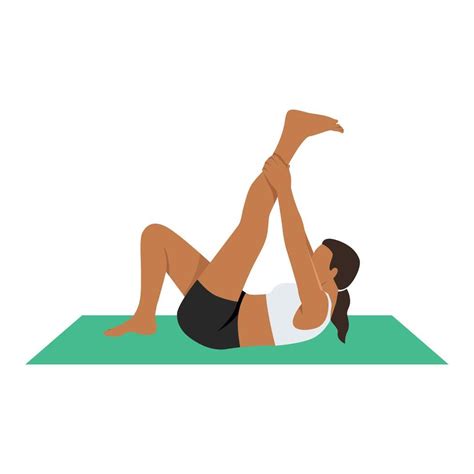 Woman Doing Hamstring Stretch 4 Exercise Flat Vector Illustration