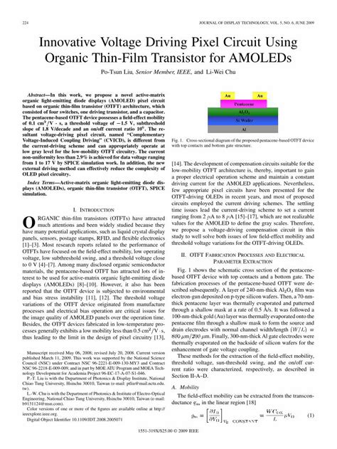 Pdf Innovative Voltage Driving Pixel Circuit Using Organic Thin Film
