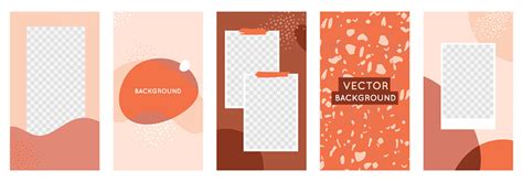 벡터 텍스트와 사진 프레임에 대 한 복사 공간을 최소한의 트 렌 디 한 스타일에 추상적 인 창조적 배경의 집합소셜 미디어 스토리에 대 한 디자인 템플릿 0명에 대한 스톡