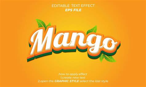 Mango Text Effect Typography 3d Text Vector Template 25695187 Vector