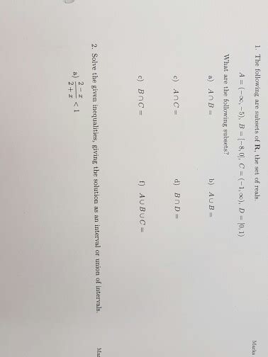 solved the following are subsets of r the set of reals 4 a