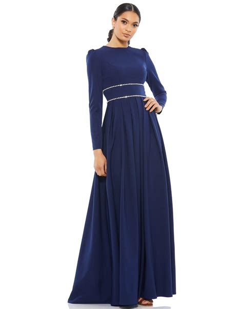 Midnight Mac Duggal 55705 Long Sleeve Formal Evening Dress For 1990