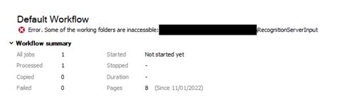 some of the working folders are inaccessible server folder path