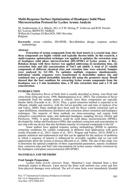 Pdf Multi Response Surface Optimization Of Headspace Solid Phase