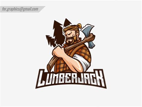 Lumberjack Mascot Logo Tree Logo Design Mascot Logo Design