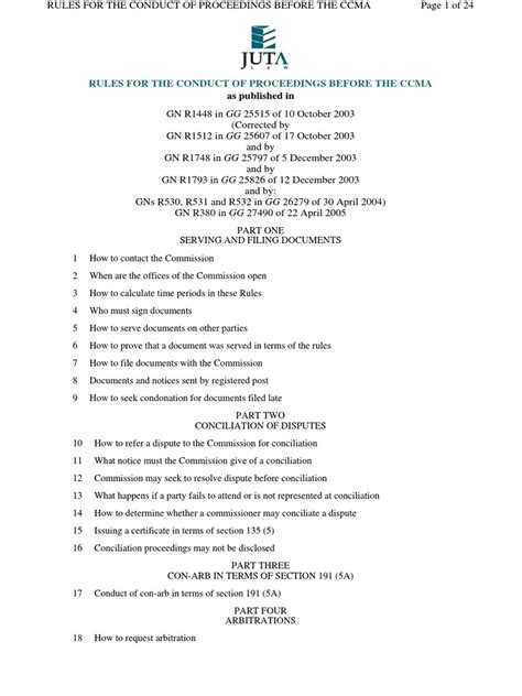 Ccma Rules As At 31aug2007 Pdf Arbitration Affidavit