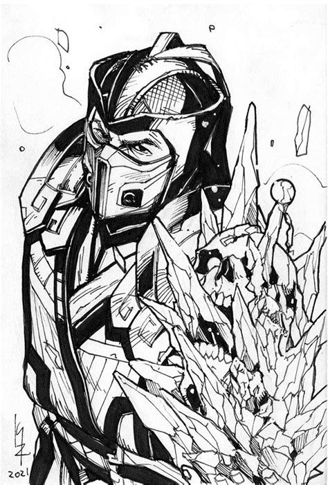 Scorpion Mortal Kombat X Black And White By Gabred Hat On Deviantart Artofit