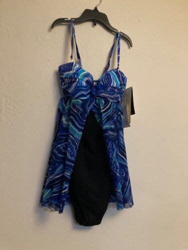 Gottex One Piece Swimsuit Blank And Blue Size 6 Ebay