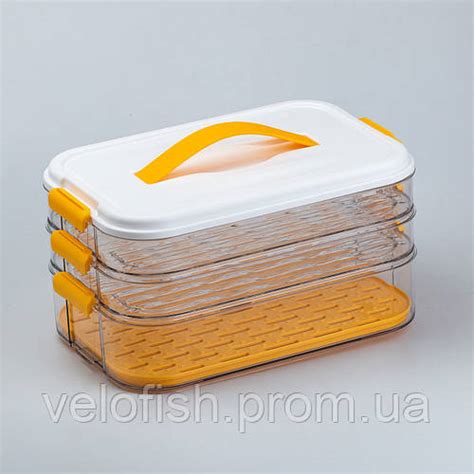 Контейнер для еды многоуровневый для замораживания и хранения продуктов в холодильнике 16 5 см