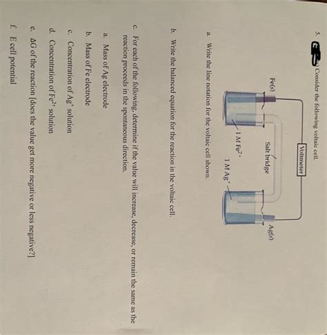 Solved 5 ϵ−4 Consider The Following Voltaic Cell A Write