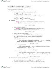 Second Order Differential Equations Pdf Find More Resources At Oneclass Second Order