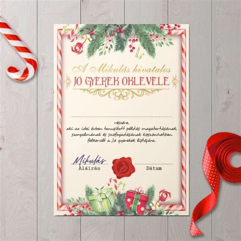 Jó Gyerek Oklevél Mikulásra A4