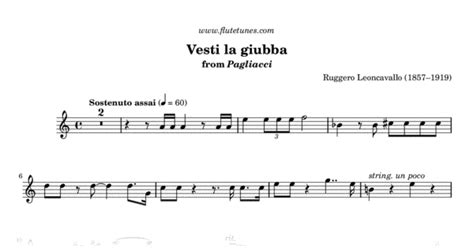 Vesti La Giubba From Pagliacci R Leoncavallo Free Flute Sheet