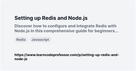 Setting Up Redis And Nodejs Learncodeprofessor