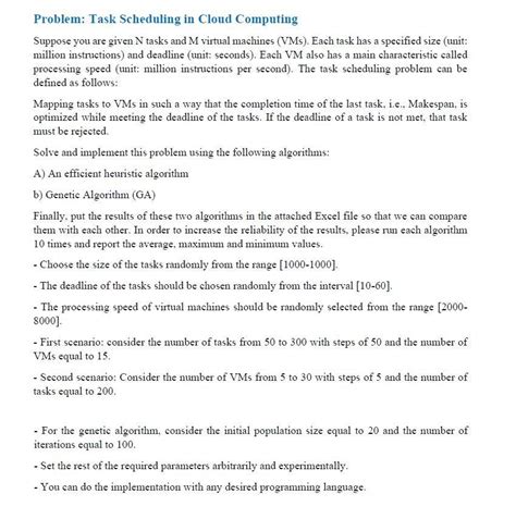 Solved Problem Task Scheduling In Cloud Computing Suppose