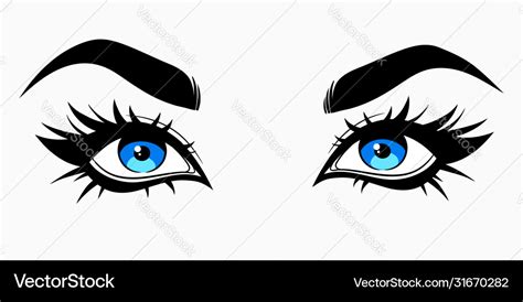 Beautiful Cute Female Eyes In Cartoon Style Vector Image