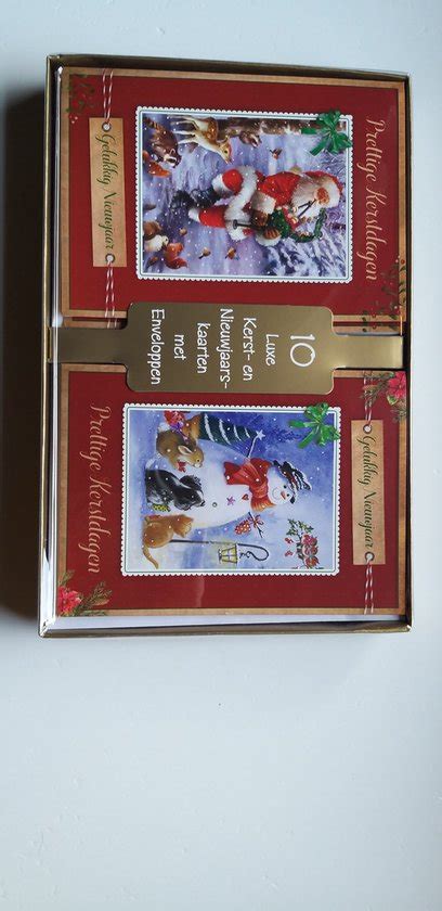 50 Luxe Kerst En Nieuwjaarskaarten 5 X 10 Dubbele Wenskaarten Met