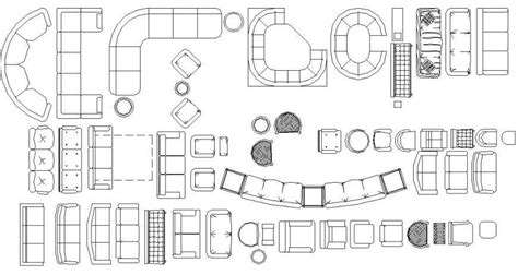 2d Sofa Set Furniture Cad Blocks