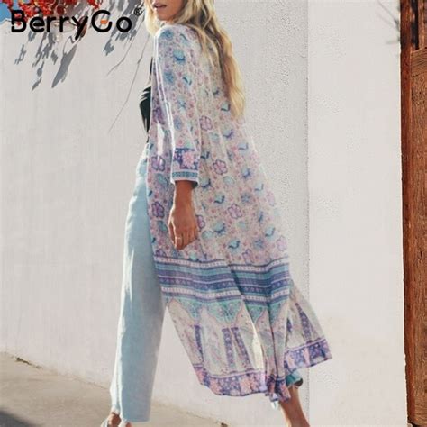 Berrygo Boho Cover Ups Floral Print Cover Ups Women Coat Summer Spring