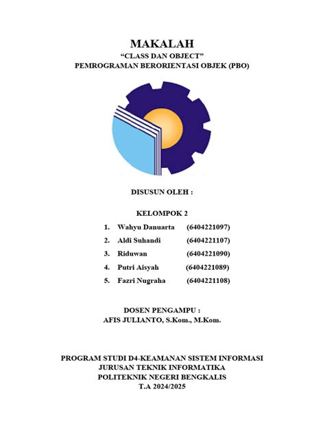 Pbo Class And Object Pdf Komputer Teknologi And Rekayasa