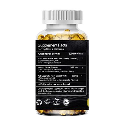 Organic Maca Root Capsules 120 Pills Peruvian Maca Extract For Men